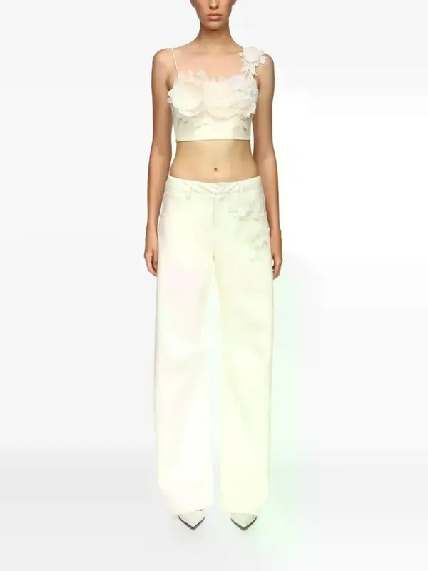David Koma Floral Appliqué Cropped Top