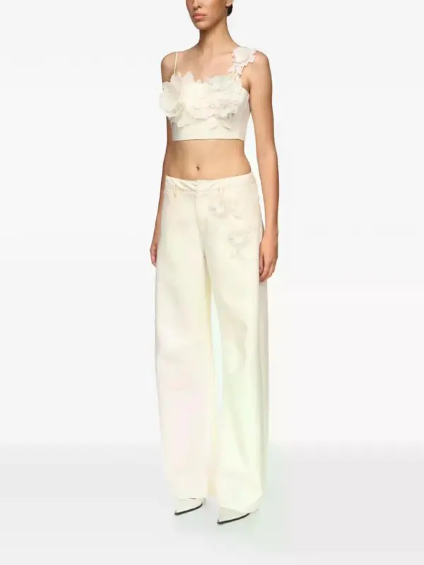 David Koma Floral Appliqué Cropped Top