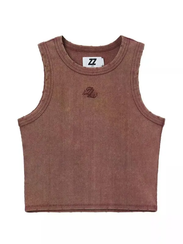Izzue Distressed Ribbed Top