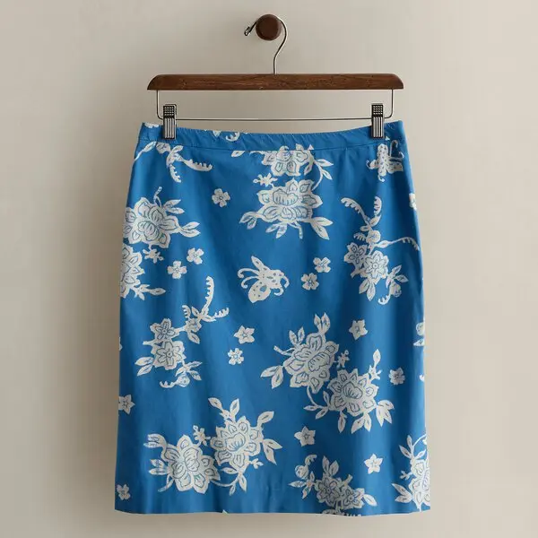 Ralph Lauren C. 1996 Floral-print Skirt - Blue