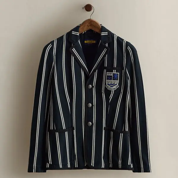 Ralph Lauren C. 2009 Striped Cotton Blazer - Navy