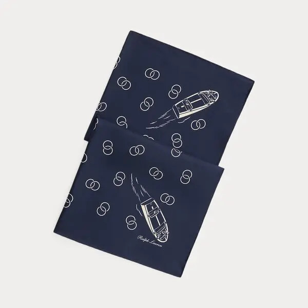 Ralph Lauren Linked-circles Silk Square Scarf - Navy