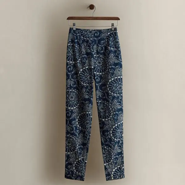 Ralph Lauren C. 1990 Printed Cotton Pant - Blue