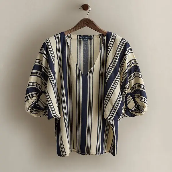 Ralph Lauren Striped Linen V-neck Shirt - Multi