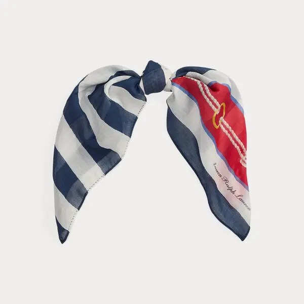 Ralph Lauren Rope-print Striped Cotton-silk Scarf - Refined Navy