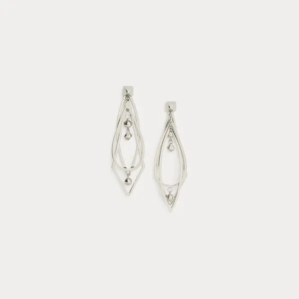 Ralph Lauren Silver-tone Teardrop Hoop Dangle Earrings - Grey