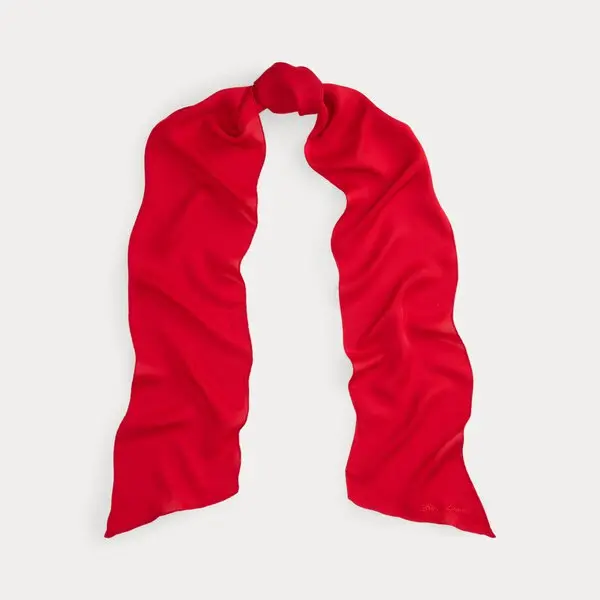 Ralph Lauren Satin Long & Narrow Scarf - Bright Red