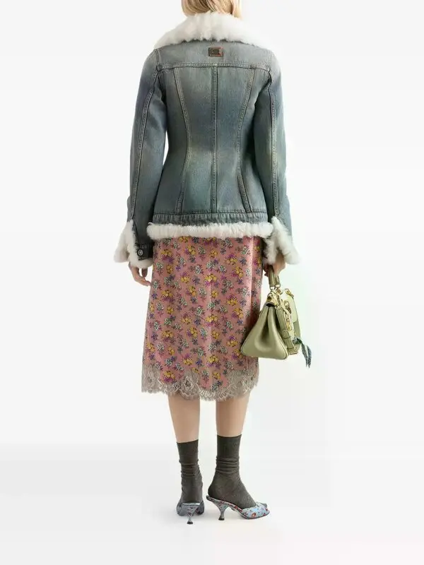 Dolce & Gabbana Denim Jacket With Faux Fur Trim