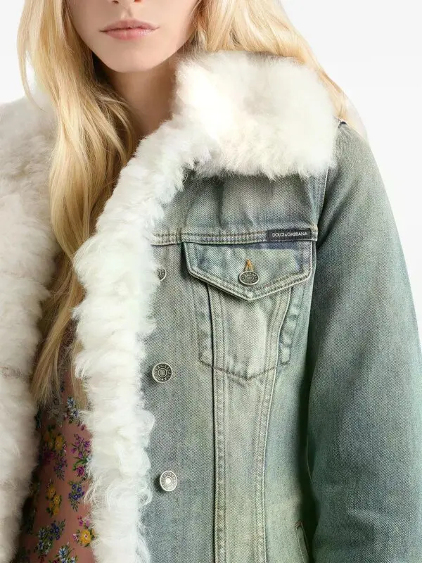 Dolce & Gabbana Denim Jacket With Faux Fur Trim