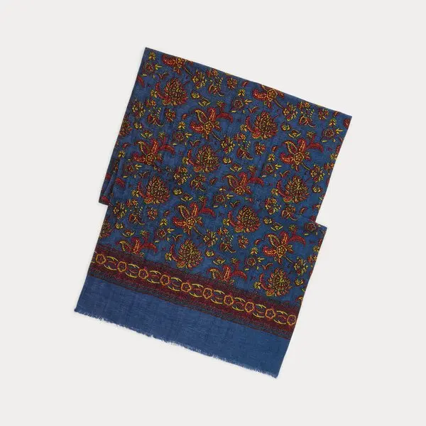 Ralph Lauren Paisley Linen-blend Scarf - Blue Multi