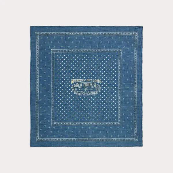 Ralph Lauren Dot-print Indigo Linen-blend Bandanna - Indigo Blue