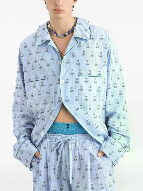 Dolce & Gabbana Vanity Shirt With Embroidery And Piping - Blue