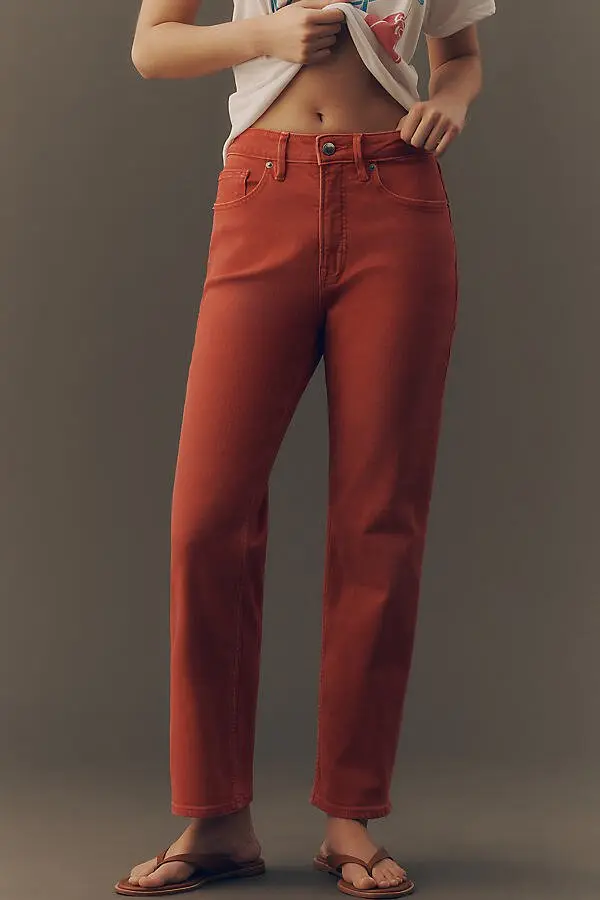 Good American Good Icon Ankle High-rise Straight-leg Jeans - Cherry Red