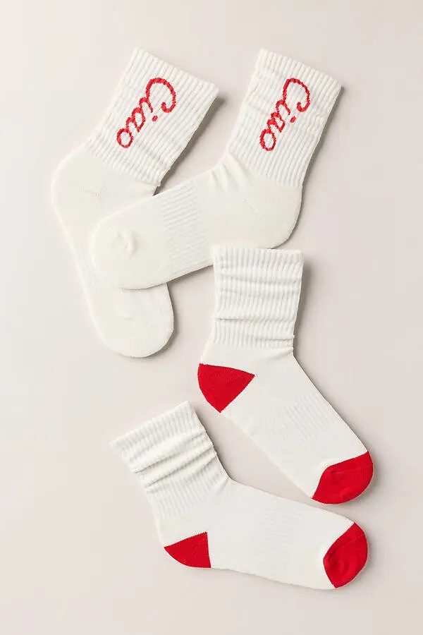 Anthropologie Graphic Text Socks Set Of 2 - Ciao