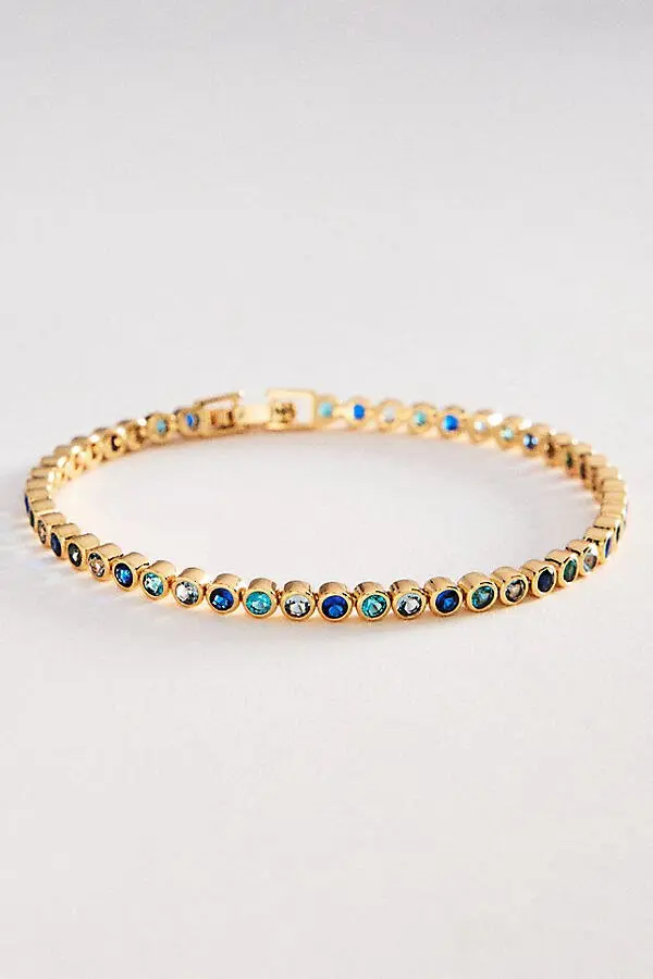 Anthropologie Crystal Tennis Bracelet - Blue