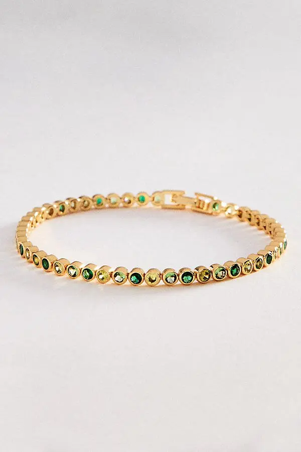 Anthropologie Crystal Tennis Bracelet - Green