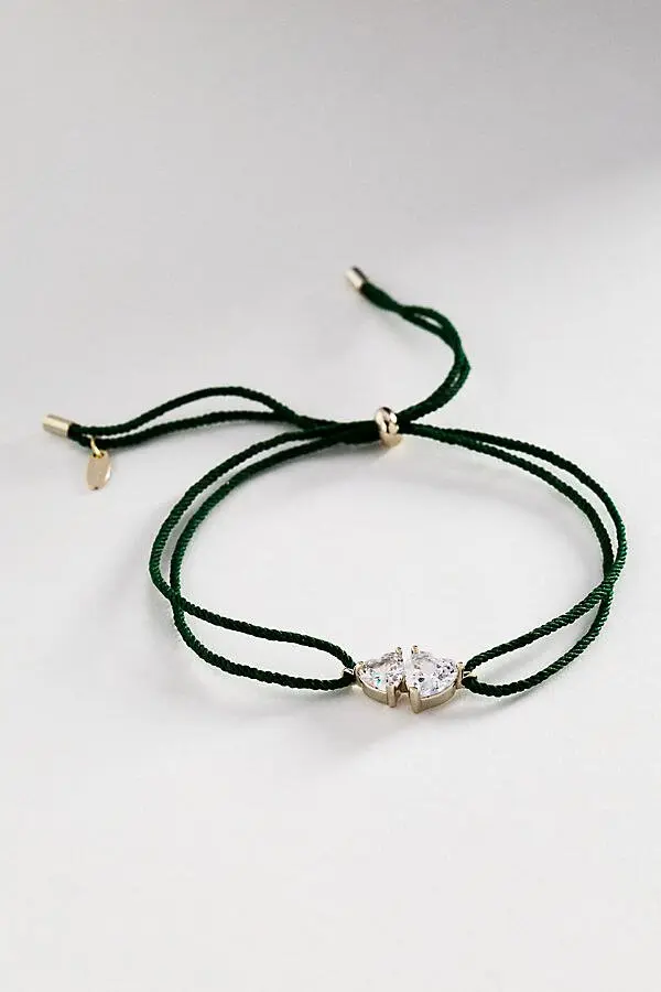 Anthropologie Crystal Cord Bracelet - Green