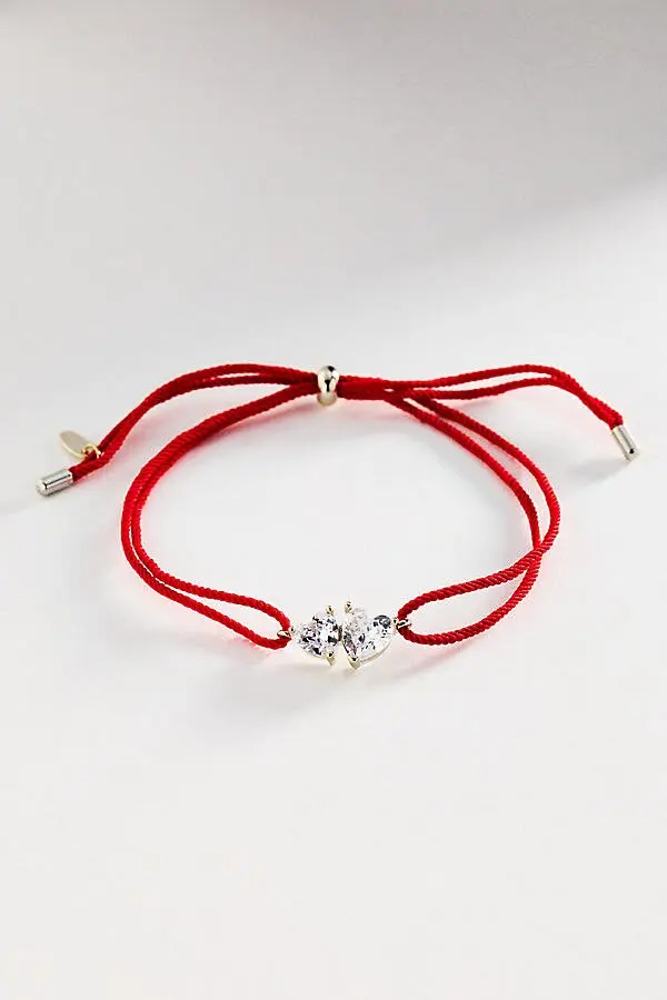 Anthropologie Crystal Cord Bracelet - Red