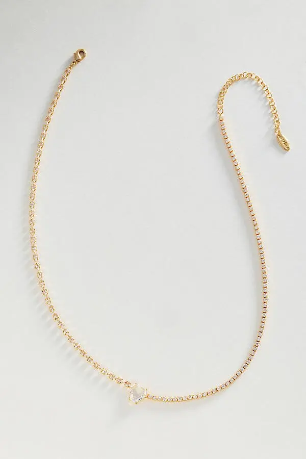 Anthropologie Soloist Crystal Mixed Chain Necklace - Clear