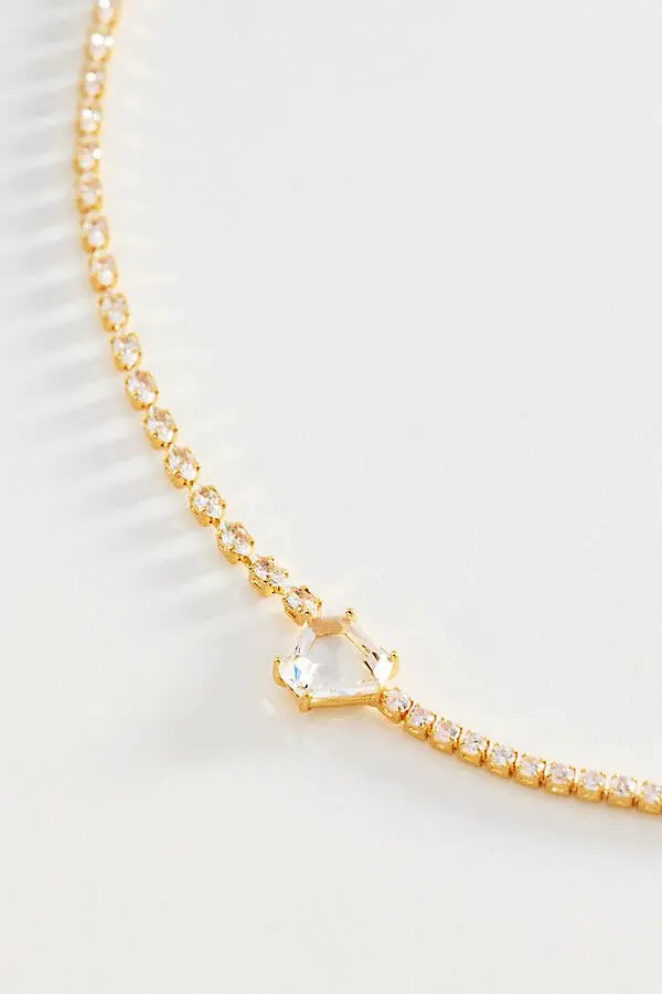 Anthropologie Soloist Crystal Mixed Chain Necklace - Clear