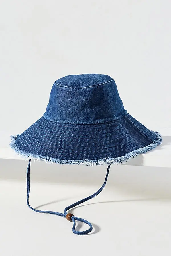WYETH Wide Brim Bucket Hat - Washed Denim