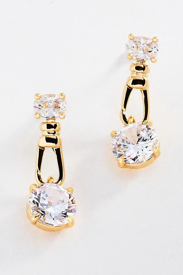 Anthropologie Crystal Clasp Drop Earrings - Gold/clear