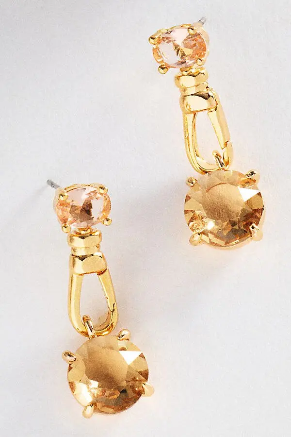 Anthropologie Crystal Clasp Drop Earrings - Honey