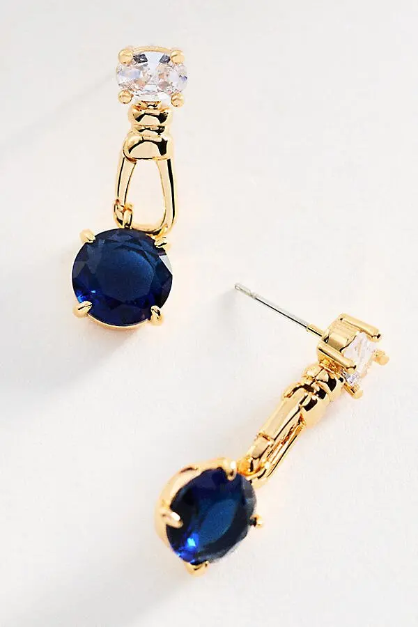 Anthropologie Crystal Clasp Drop Earrings - Sapphire