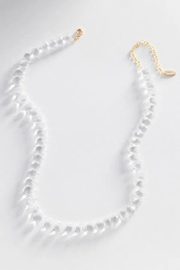Anthropologie Beaded Teardrop Necklace - Clear