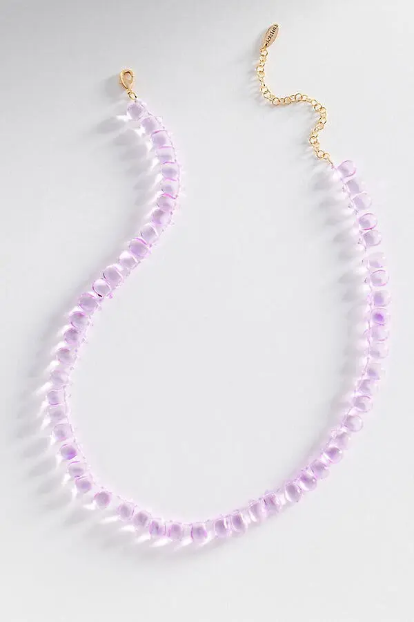 Anthropologie Beaded Teardrop Necklace - Lilac