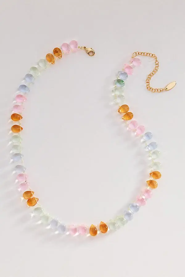 Anthropologie Beaded Teardrop Necklace - Multi