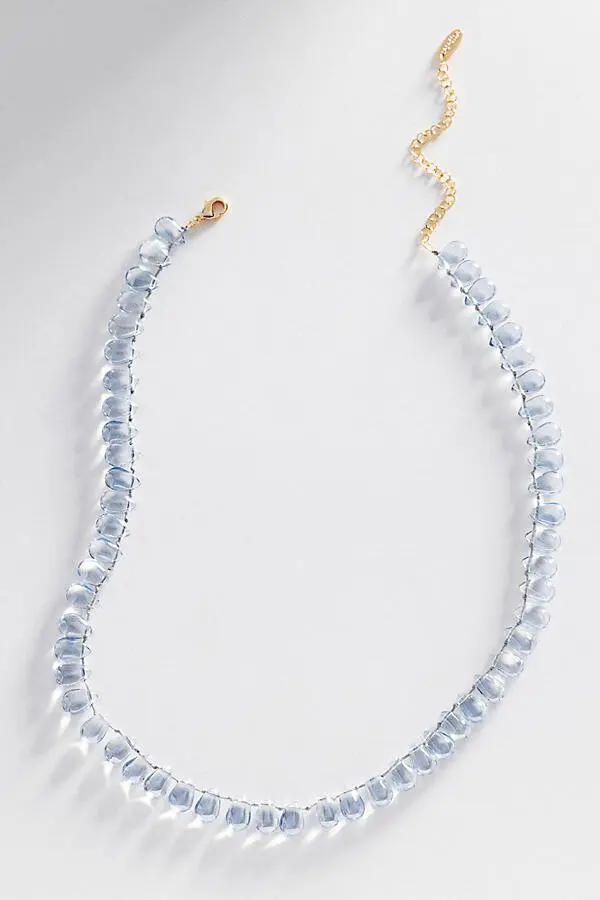Anthropologie Beaded Teardrop Necklace - Neutral
