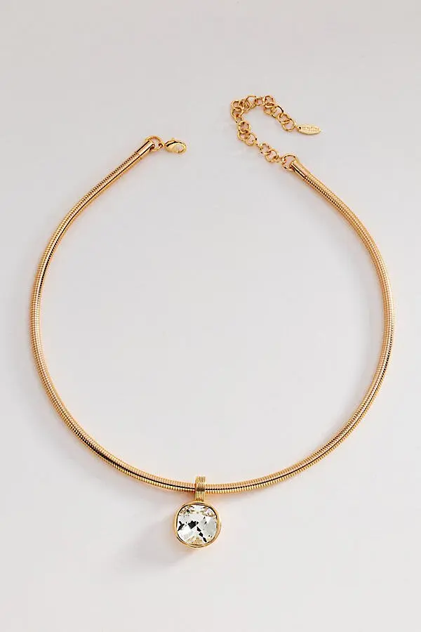 Anthropologie Crystal Pendant Necklace - Gold