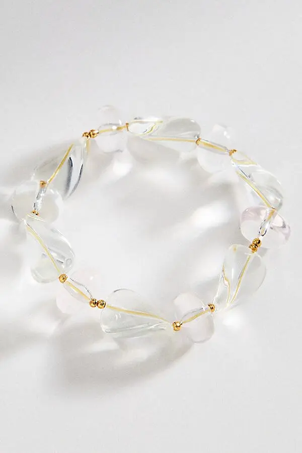 Anthropologie Beaded Stretch Bracelet - Clear
