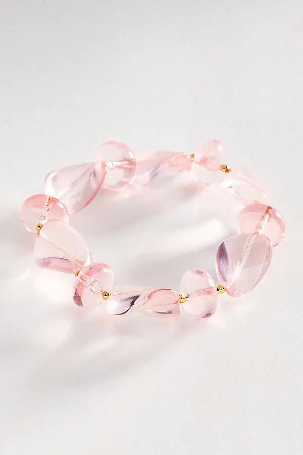 Anthropologie Beaded Stretch Bracelet - Pink
