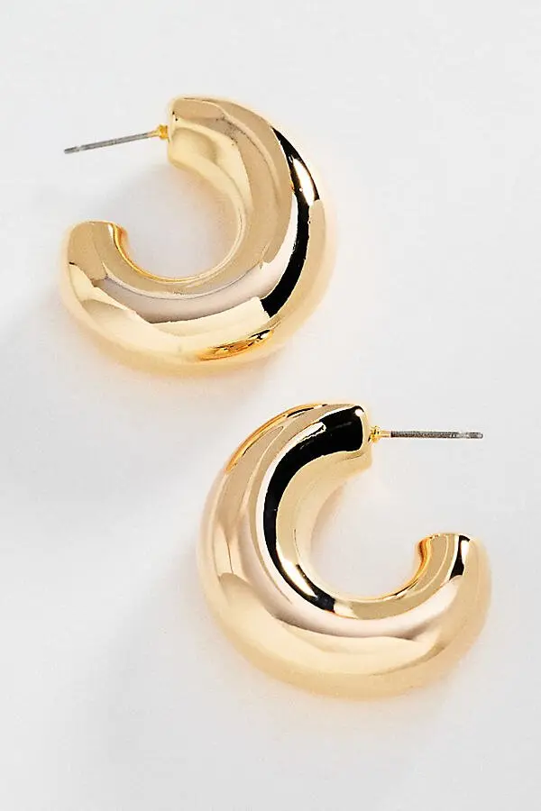 Anthropologie Chunky Tube Hoop Earrings - Gold