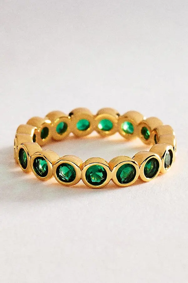 Anthropologie Crystal Bezel Ring - Green
