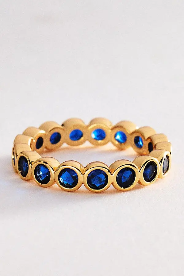 Anthropologie Crystal Bezel Ring - Sapphire