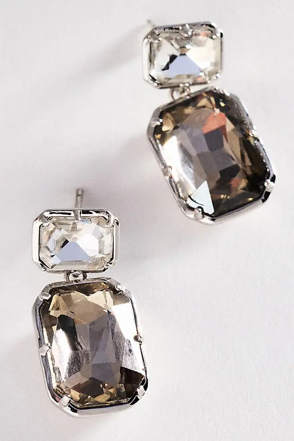 Anthropologie Tonal Crystal Drop Earrings - Clear/silver