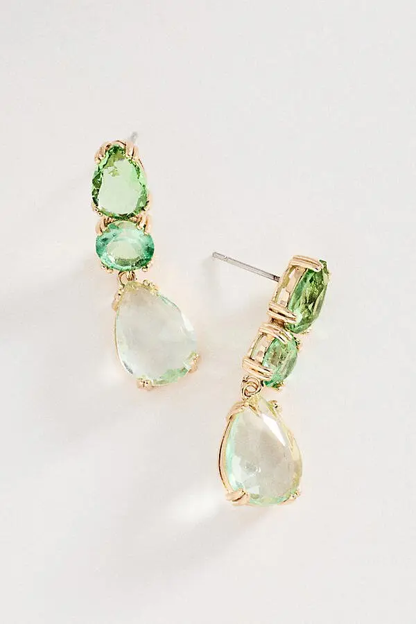 Anthropologie Gradient Crystal Drop Earrings - Green