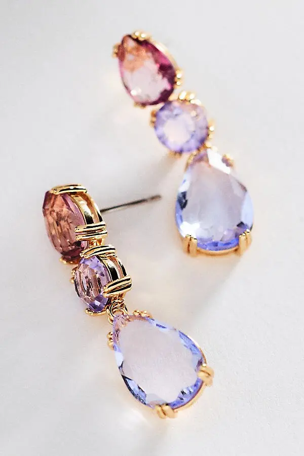 Anthropologie Gradient Crystal Drop Earrings - Lilac