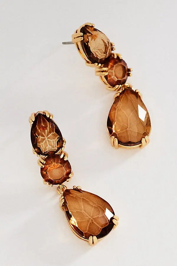 Anthropologie Gradient Crystal Drop Earrings - Smoked Topaz