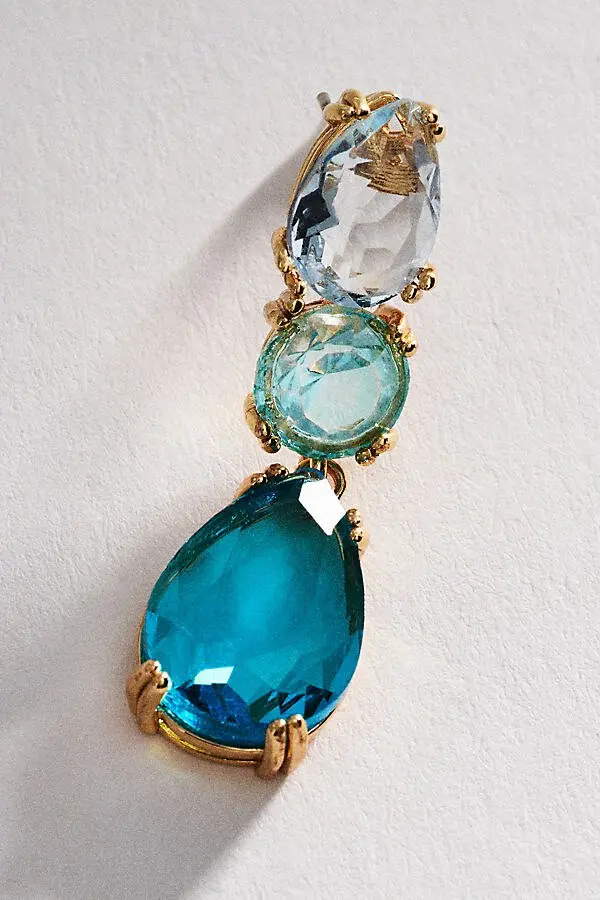 Anthropologie Gradient Crystal Drop Earrings - Turquoise