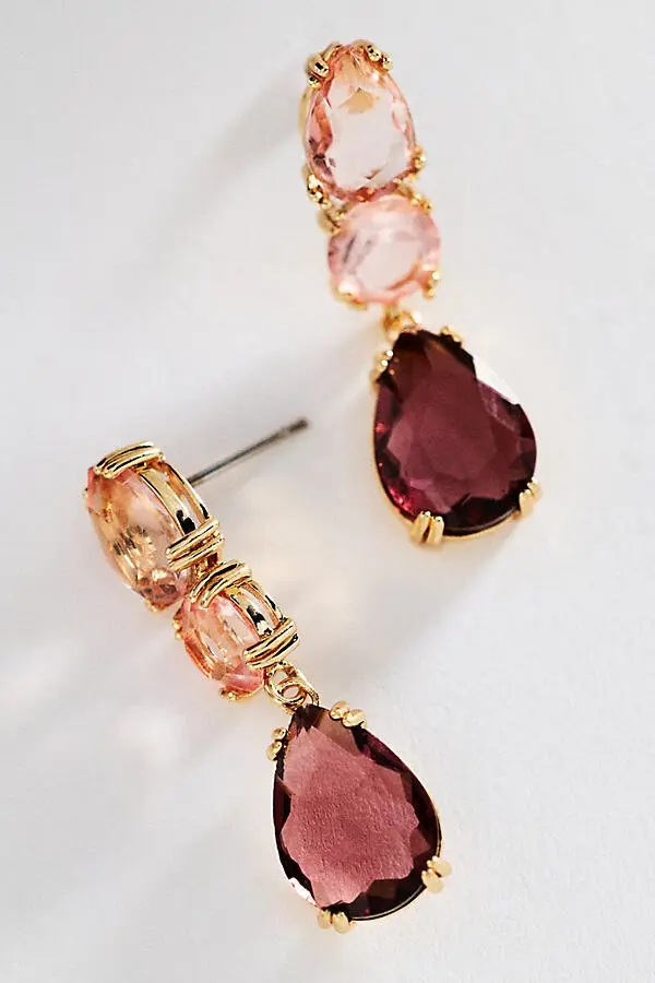 Anthropologie Gradient Crystal Drop Earrings - Vintage Rose