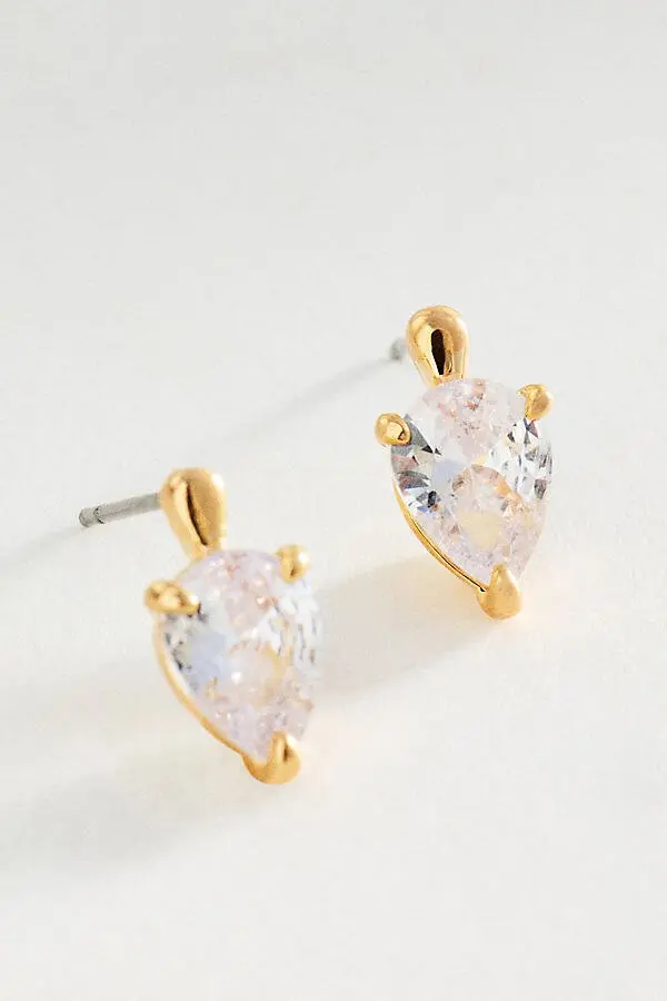Anthropologie Teardrop Crystal Stud Earrings - Clear