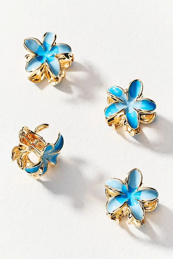 Anthropologie Mi Fleur Claw Clips, Set Of 4 - Blue