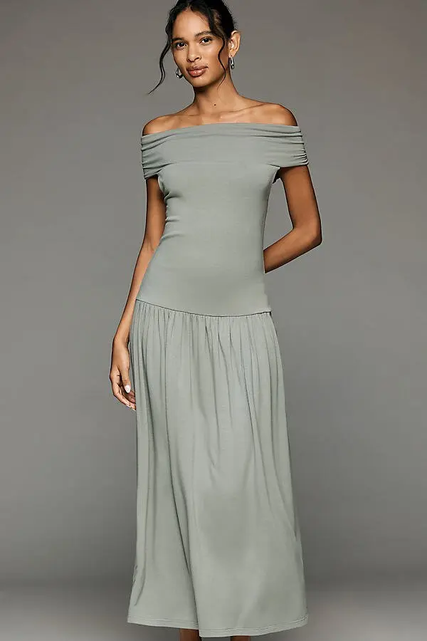 Walter Baker Soraya Off-shoulder Drop-waist Dress - Light Green