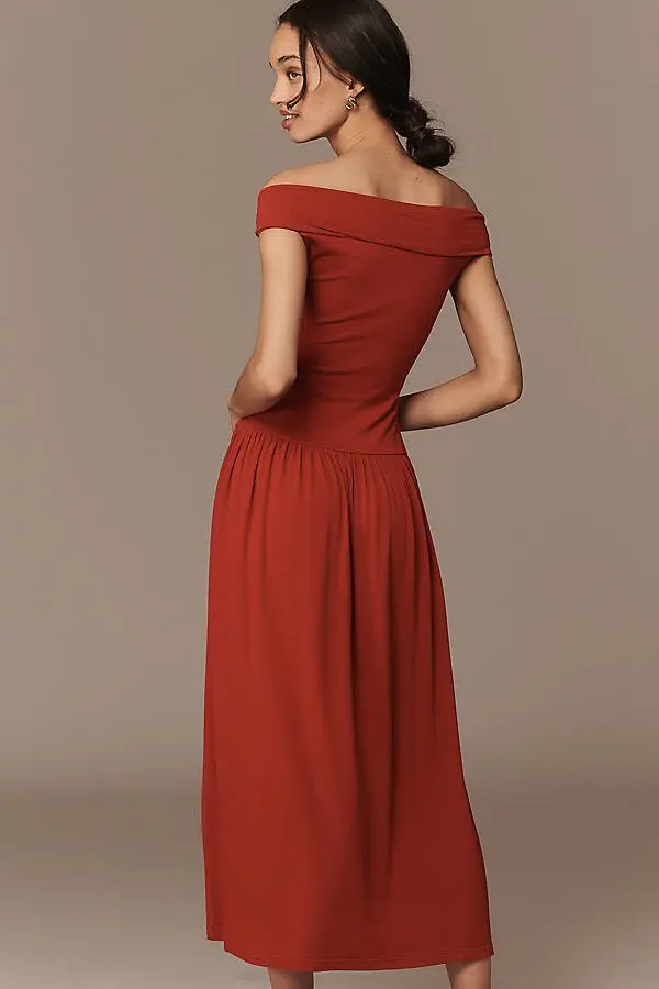 Walter Baker Soraya Off-shoulder Drop-waist Dress - Red