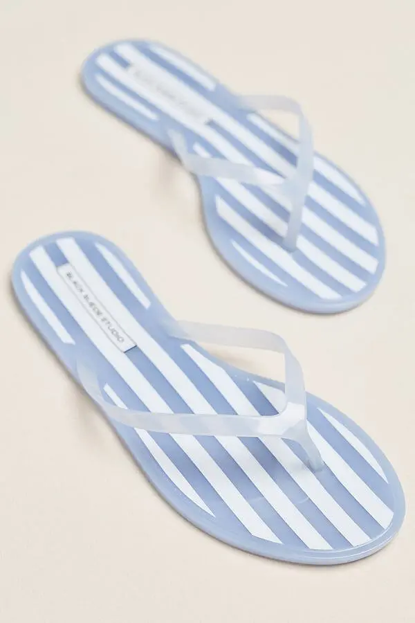 BLACK SUEDE STUDIO Jelly Flip-flop Sandals - Blue Stripe