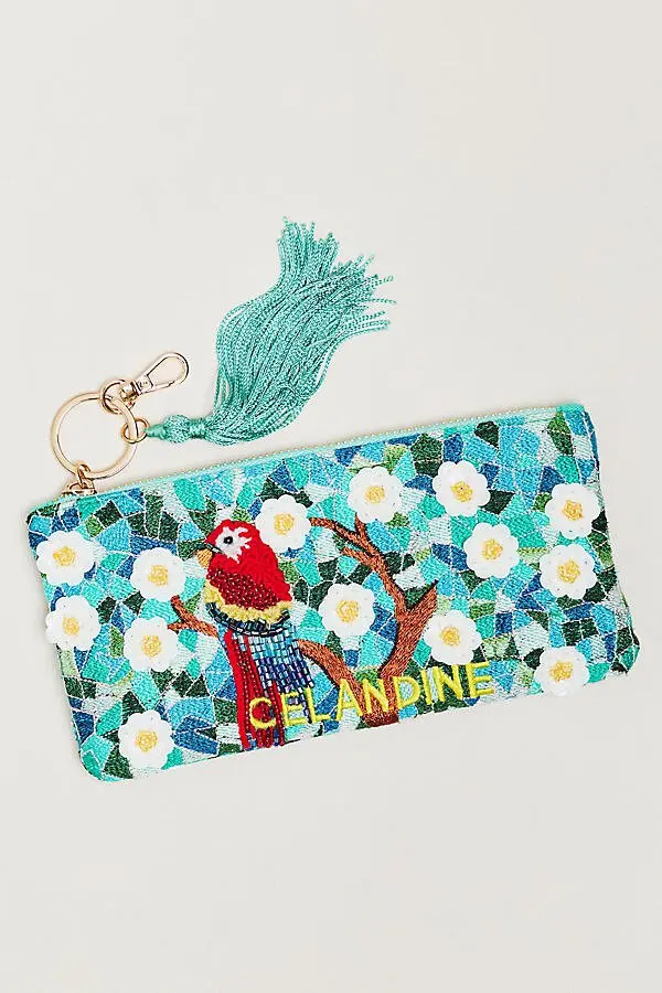 CELANDINE Embellished Sunglasses Case - Parrot Green
